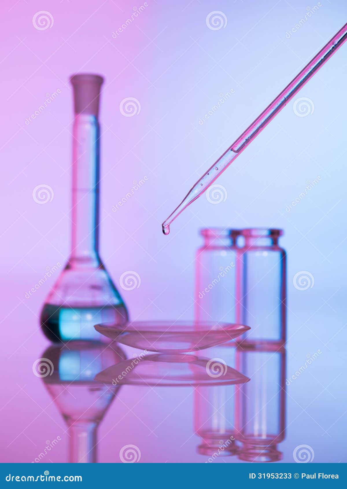 Laboratory Glassware with Transparent Colored Liquid Stock Image ...