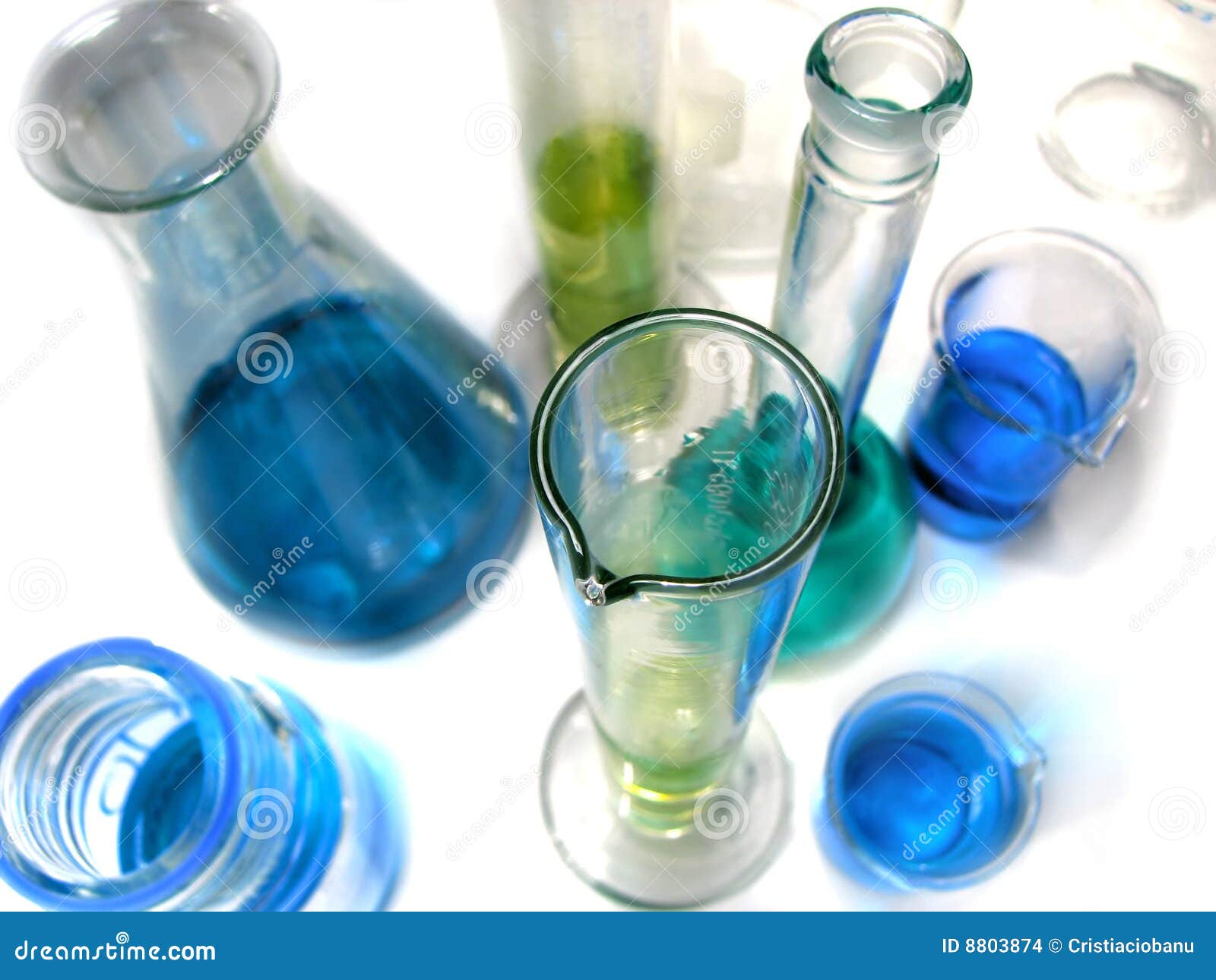 Laboratory Glassware on White Stock Photo - Image of chemical ...