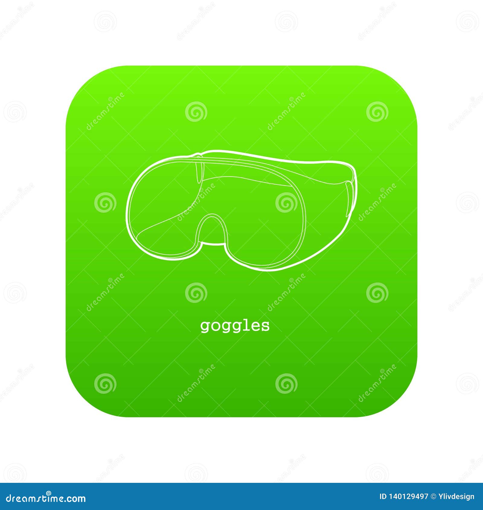 Laboratory Goggles Icon Green Vector Stock Vector - Illustration of ...