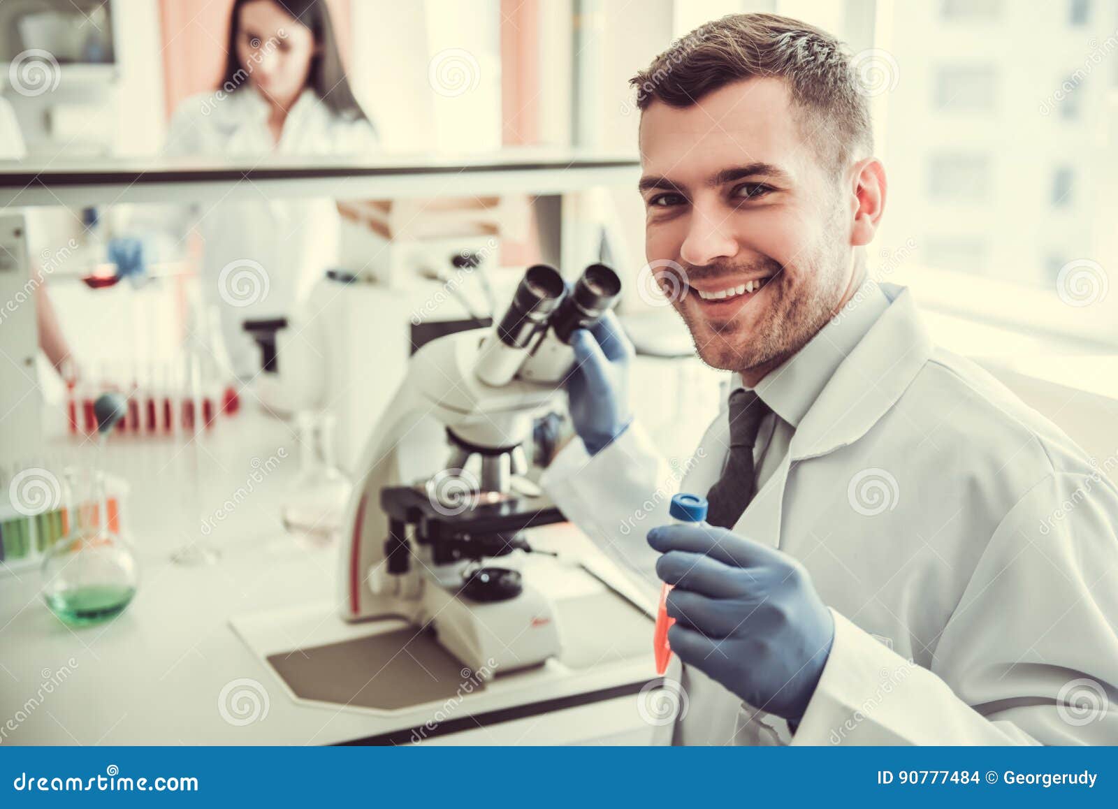At the laboratory stock photo. Image of female, laboratory - 90777484