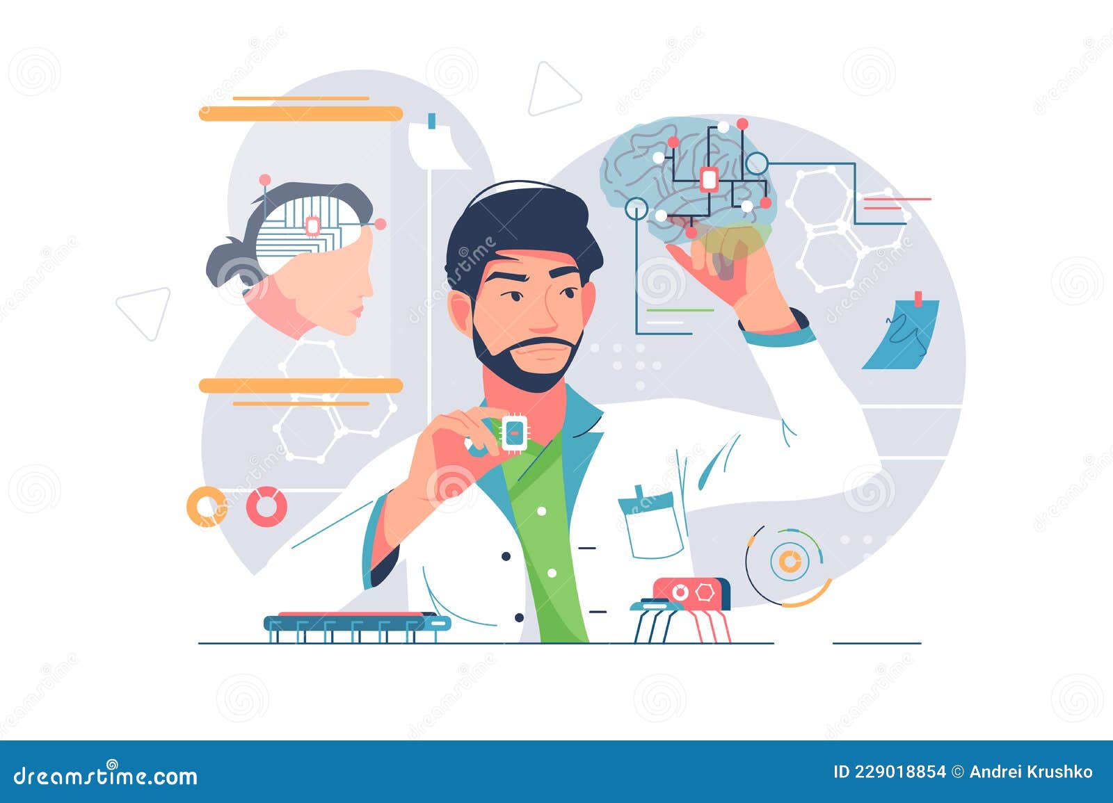 Nano Technologies Abstract Background. Cyber Technology Concept ...