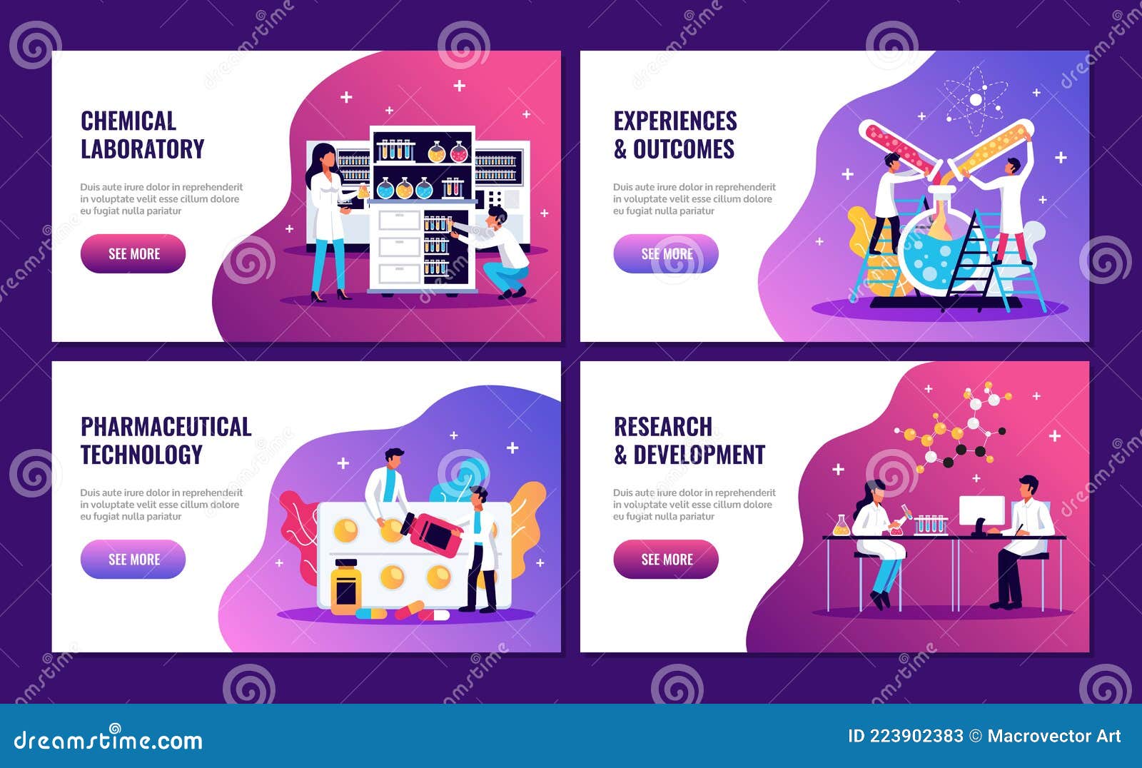 Laboratory Horizontal Banners Set Stock Vector - Illustration of ...