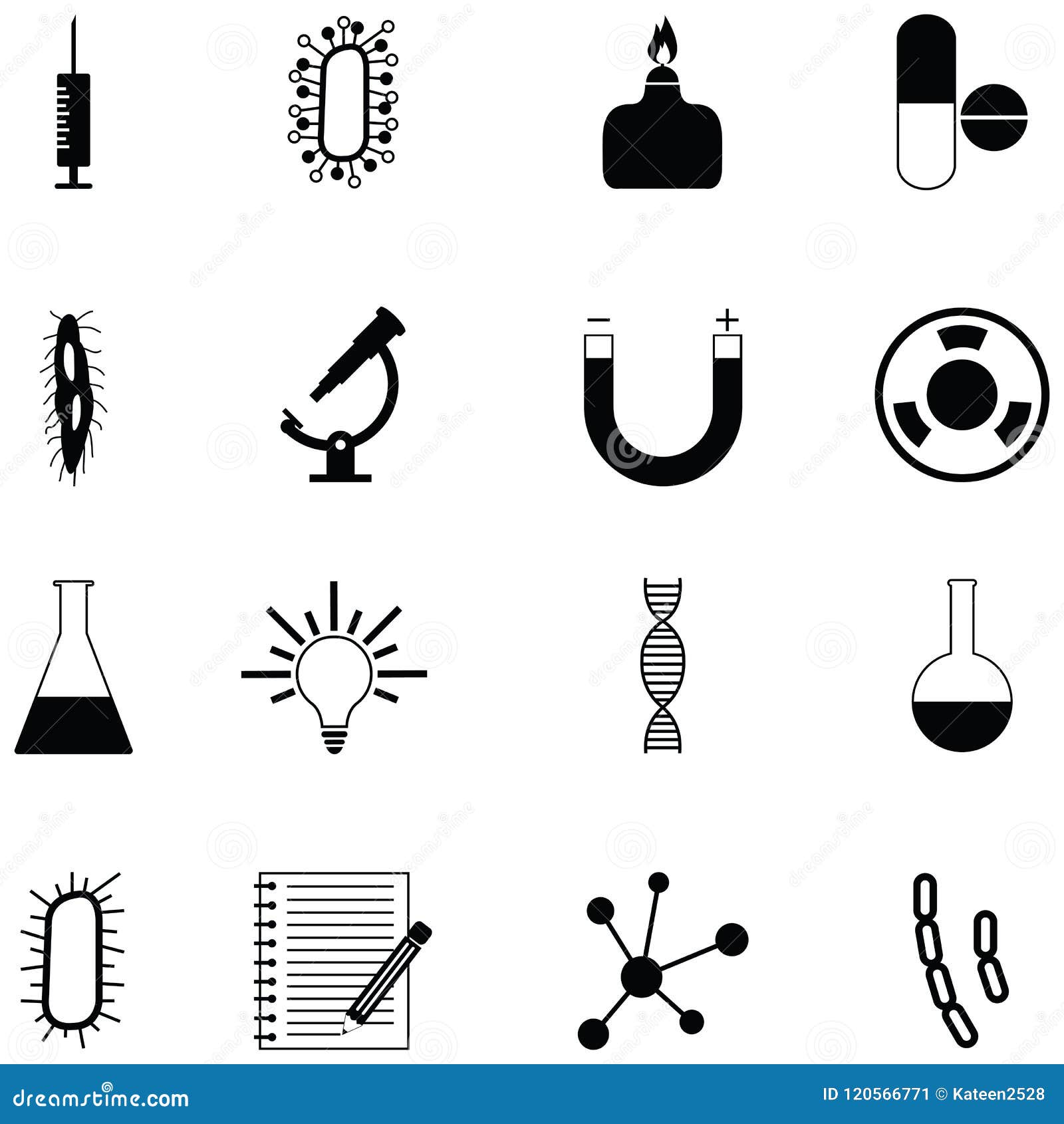 Laboratory icon set stock vector. Illustration of glass - 120566771