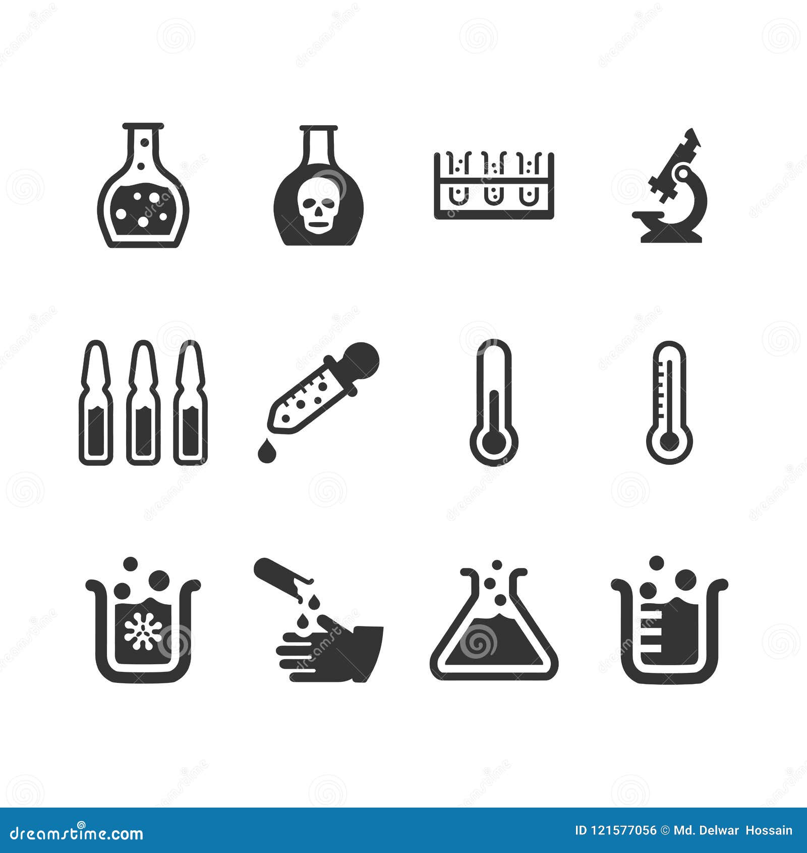 Laboratory Icons - Gray Version Stock Vector - Illustration of chemical ...