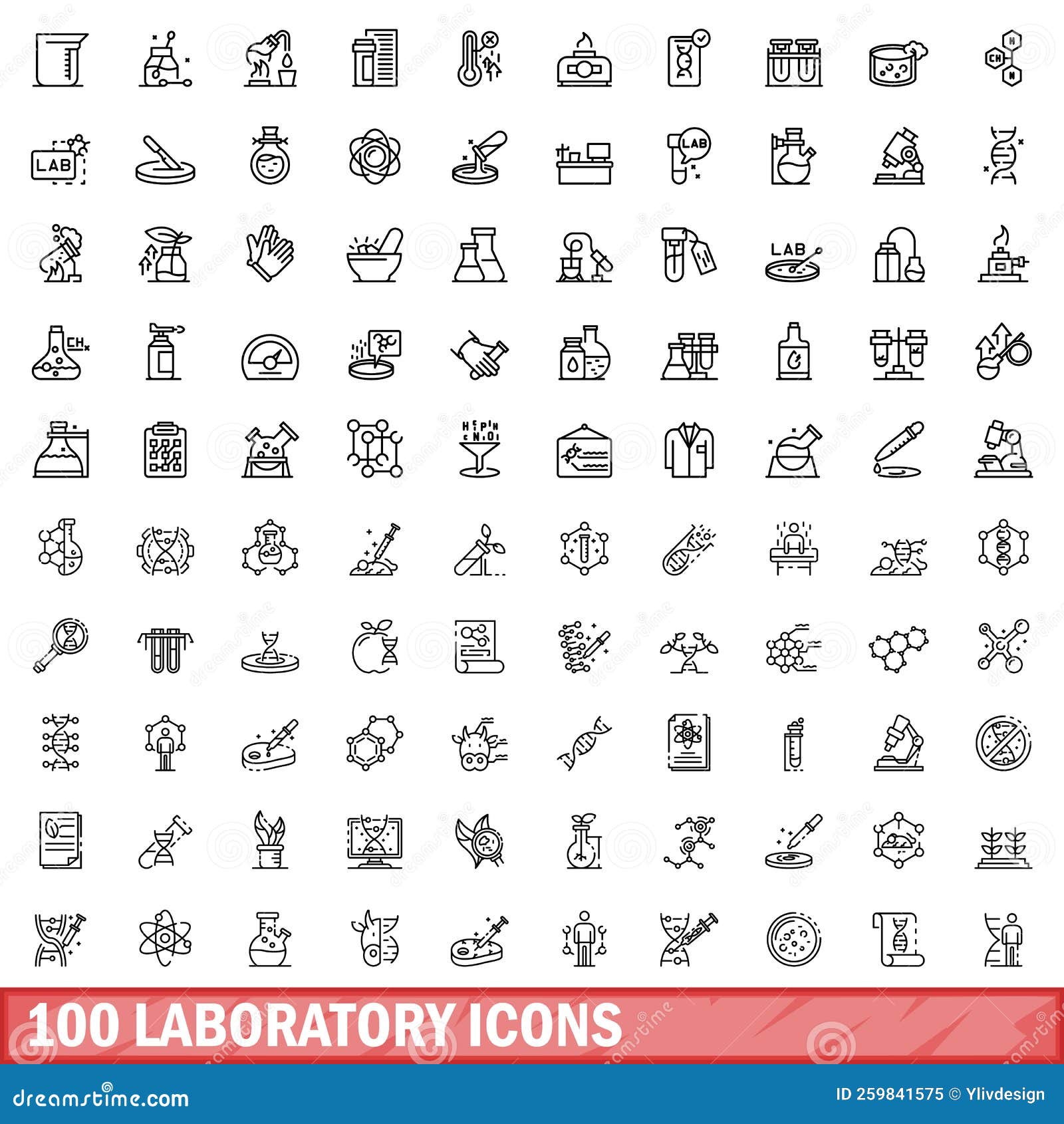 100 Laboratory Icons Set, Outline Style Stock Vector - Illustration of ...