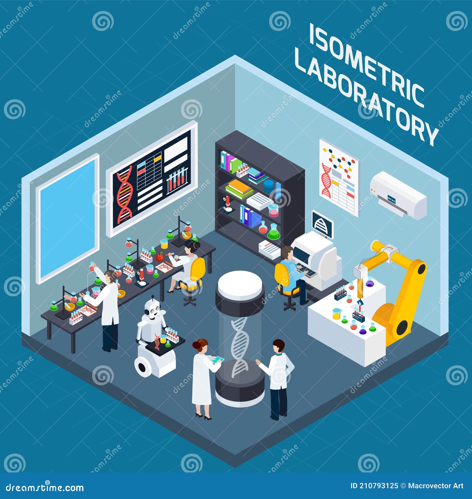 Laboratory Interior Isometric Design Stock Vector - Illustration of ...