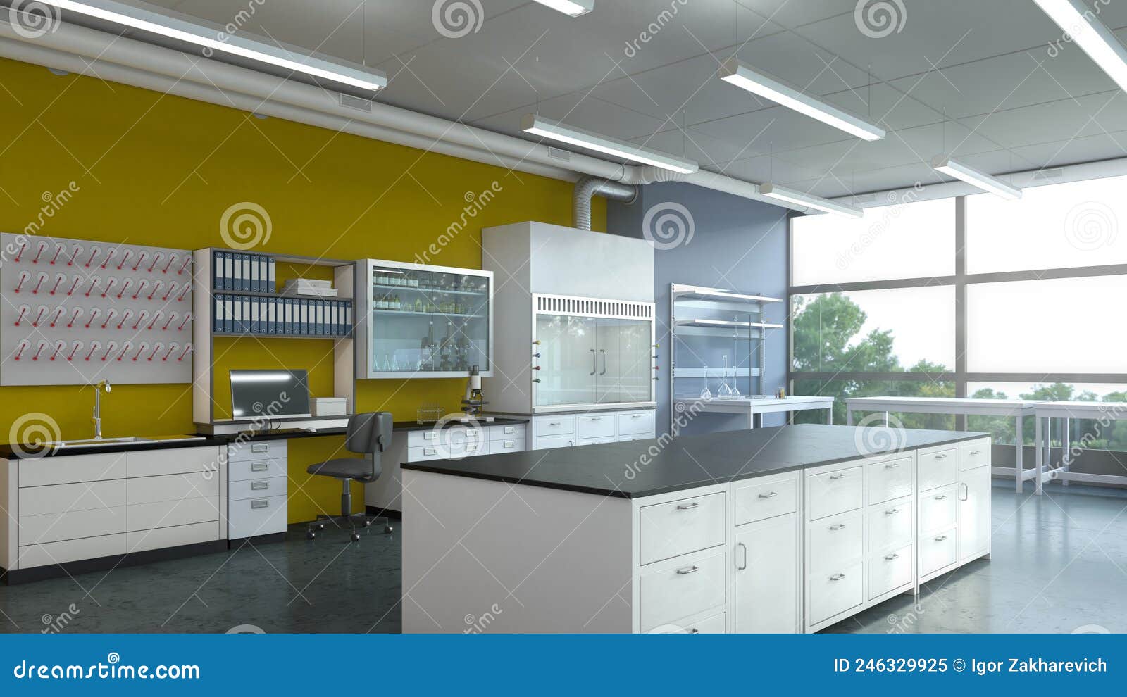 Laboratory Interior with Lab Equipment. Stock Image - Image of desk ...