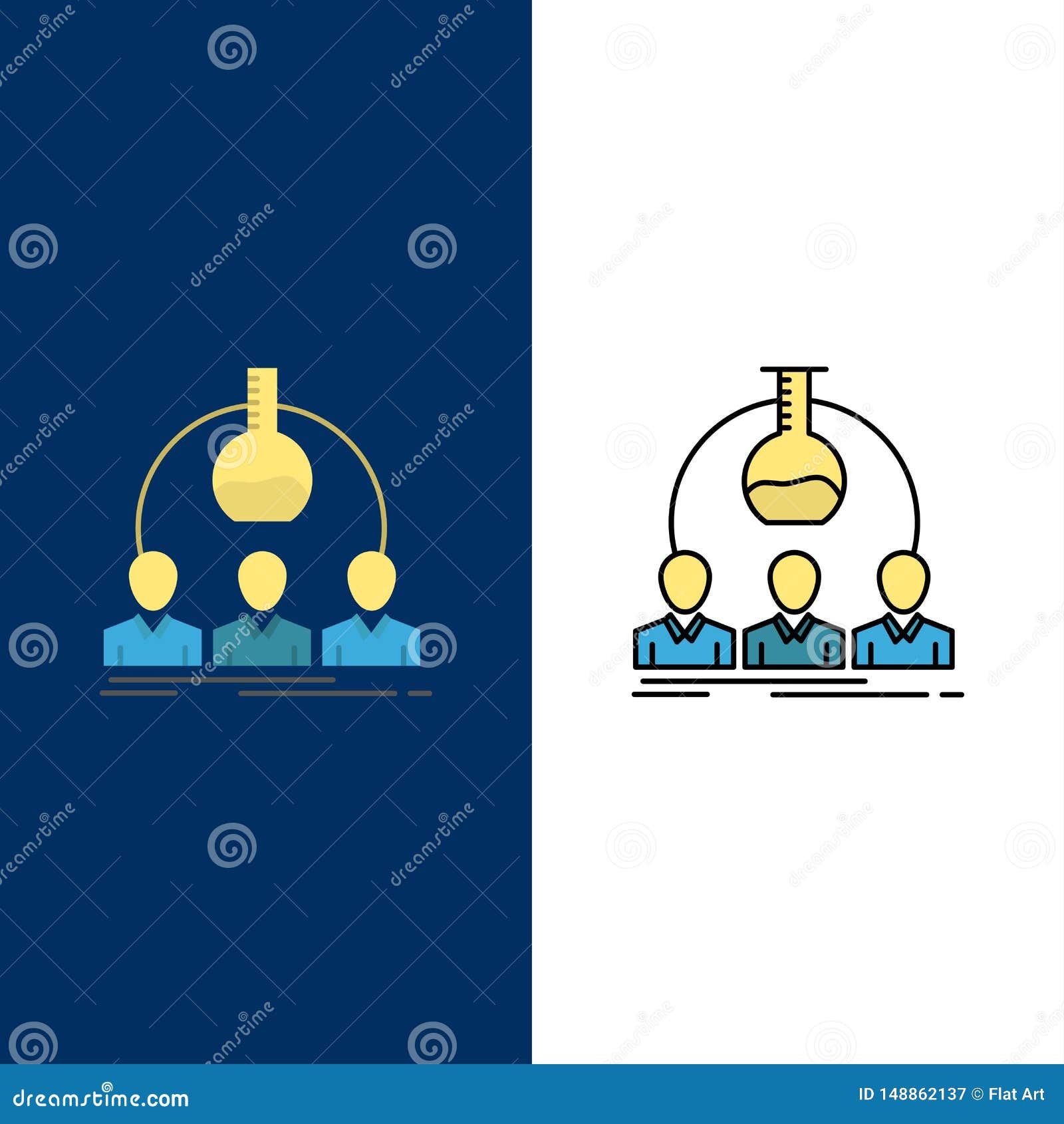 Laboratory, Lab, Man, Experiment, Scientist Icons. Flat And Line Filled ...