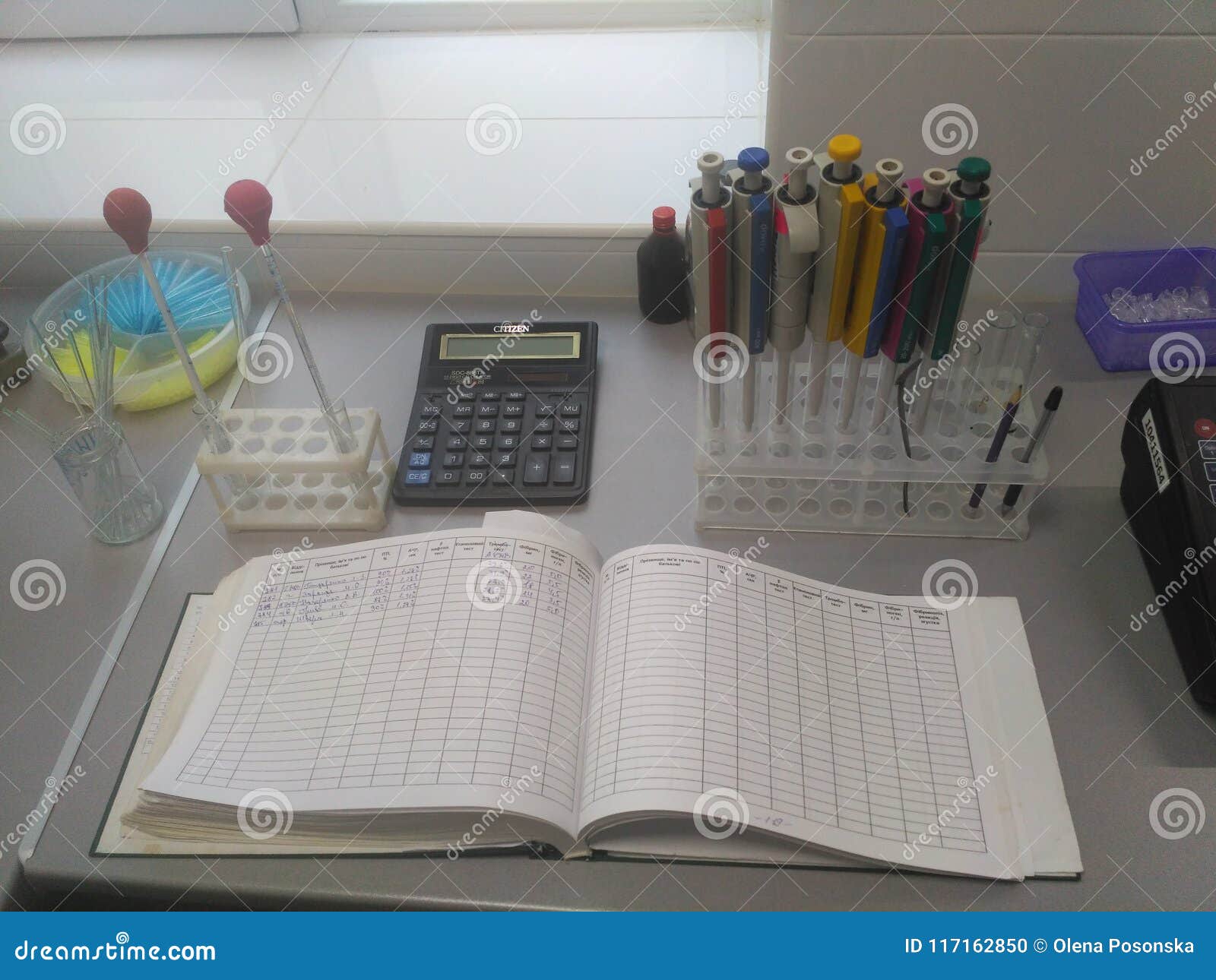 Laboratory editorial image. Image of logbook, calculator - 117162850