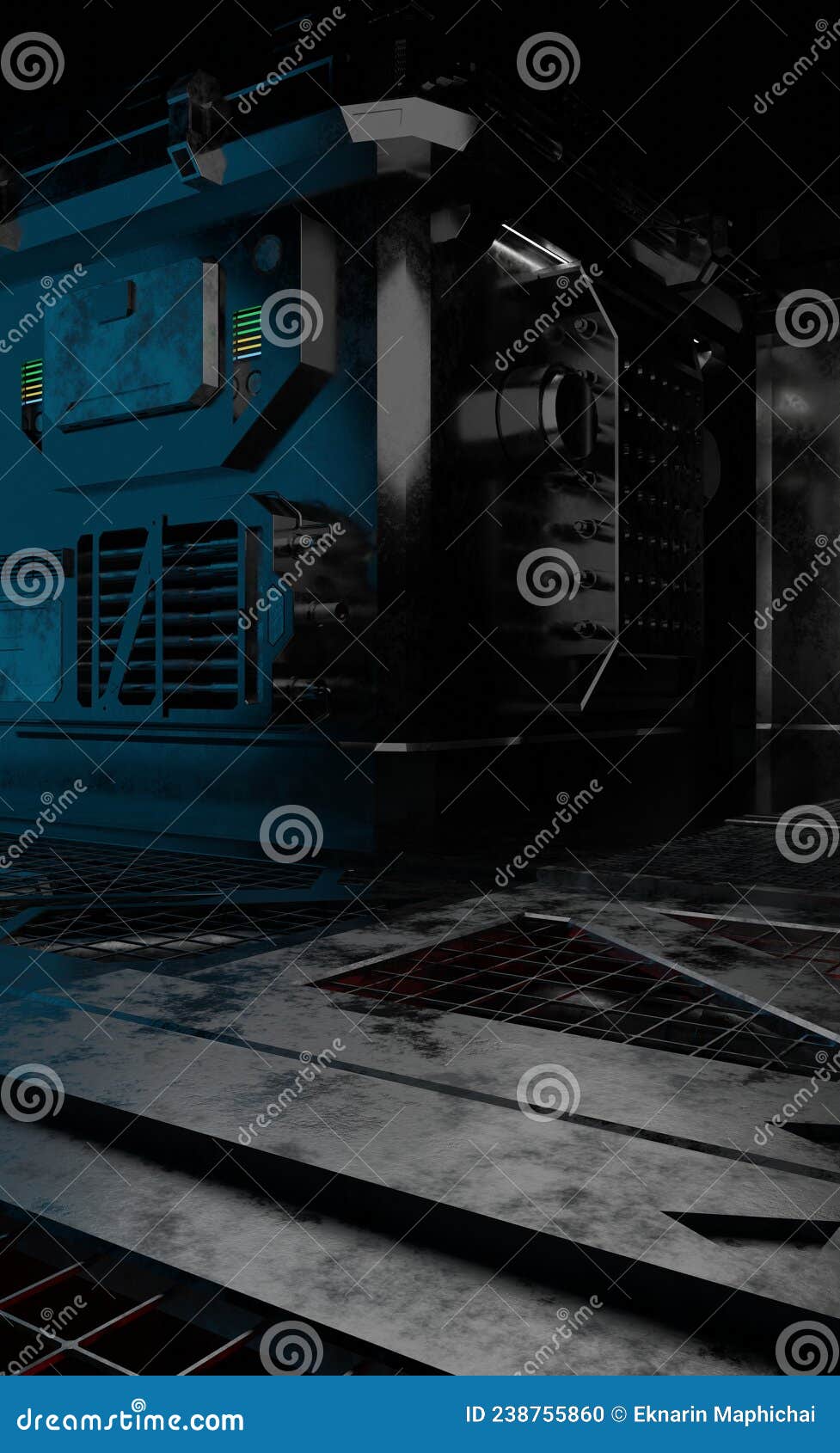 Laboratory with Lighting in Dark Scene Stock Illustration ...