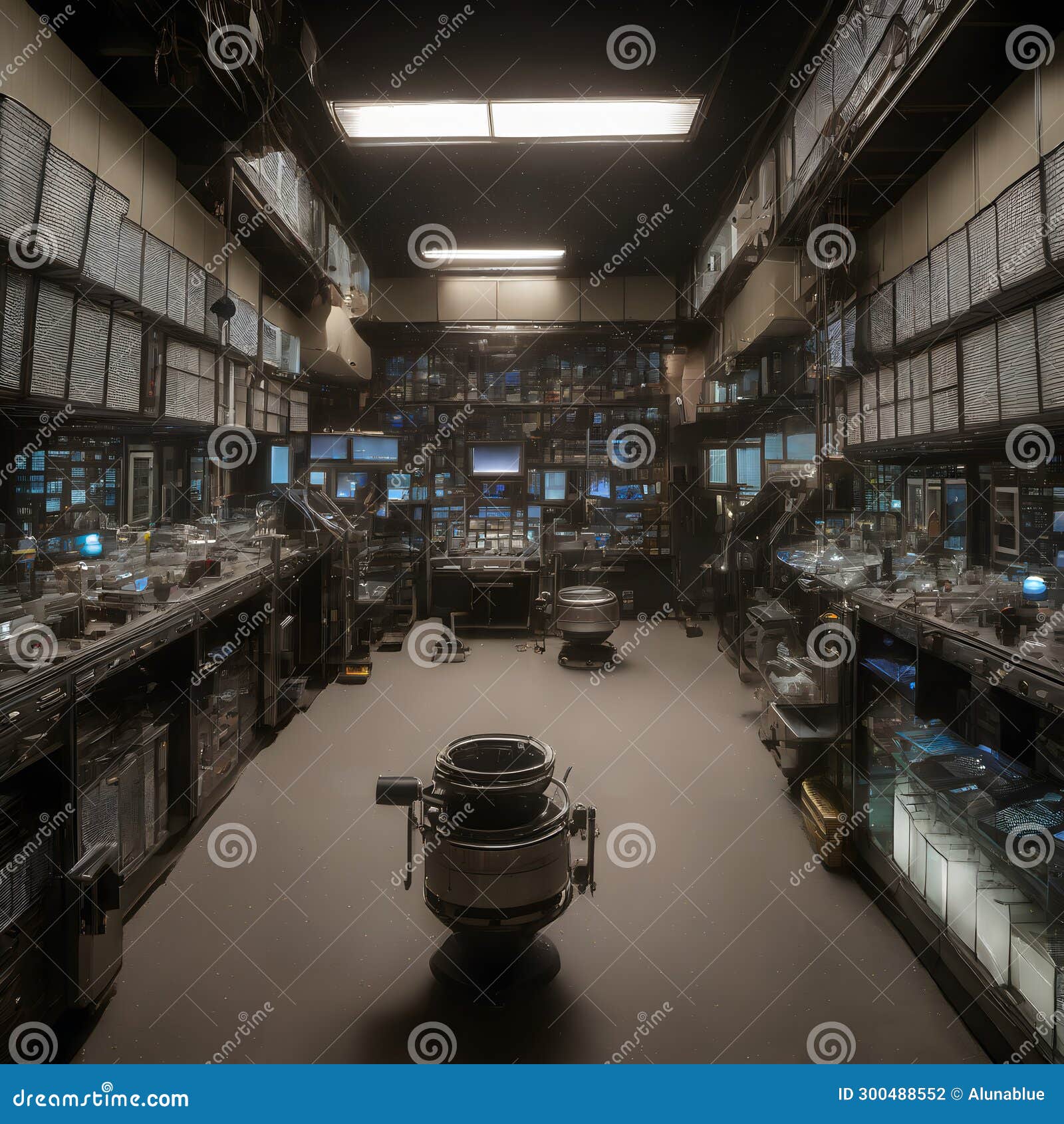 A Laboratory with Many Computers and a Machine. Stock Photo - Image of ...