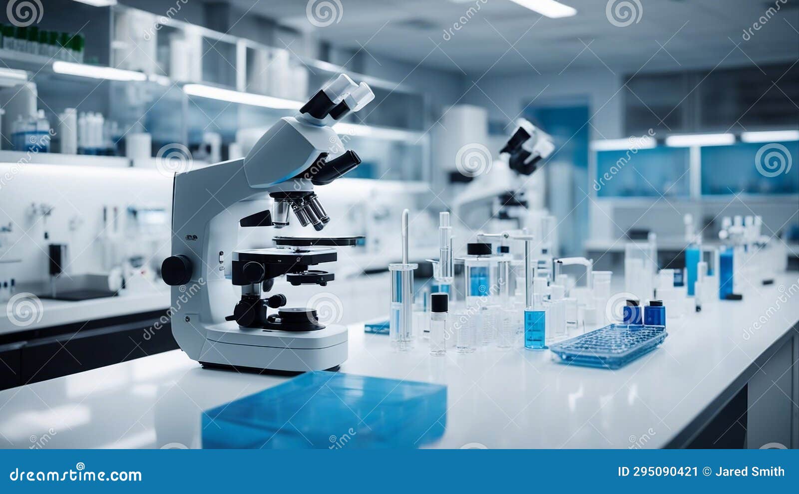 In the Laboratory a Medical Laboratory with a Microscope and a ...