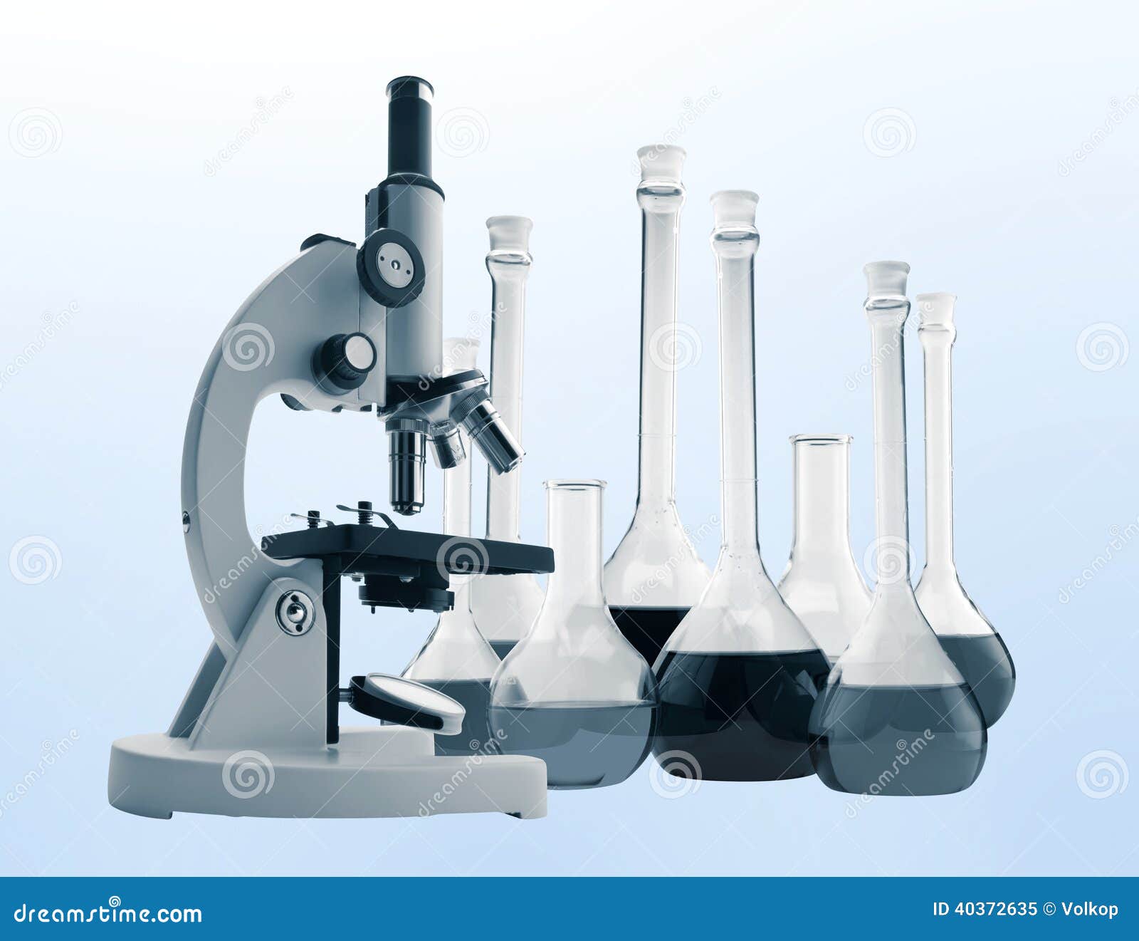 Laboratory Metal Microscope and Test Tubes with Liquid Toning Stock ...