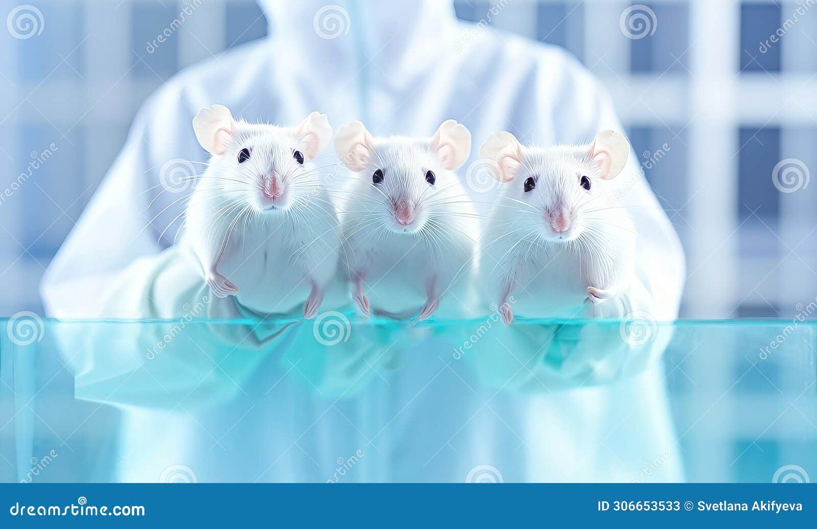Laboratory Mice Held by Scientist in White Coat, Close-up. Animal ...