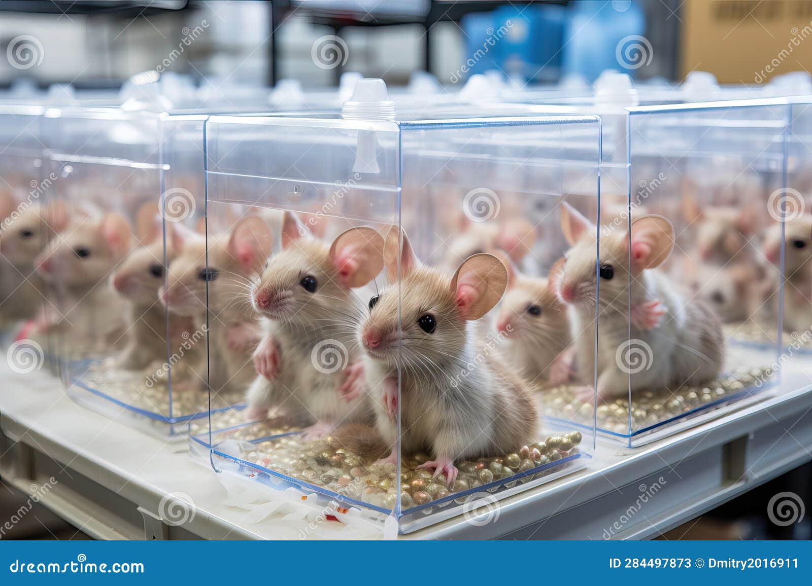 Laboratory Mice with Plastic Containers. Stock Illustration ...