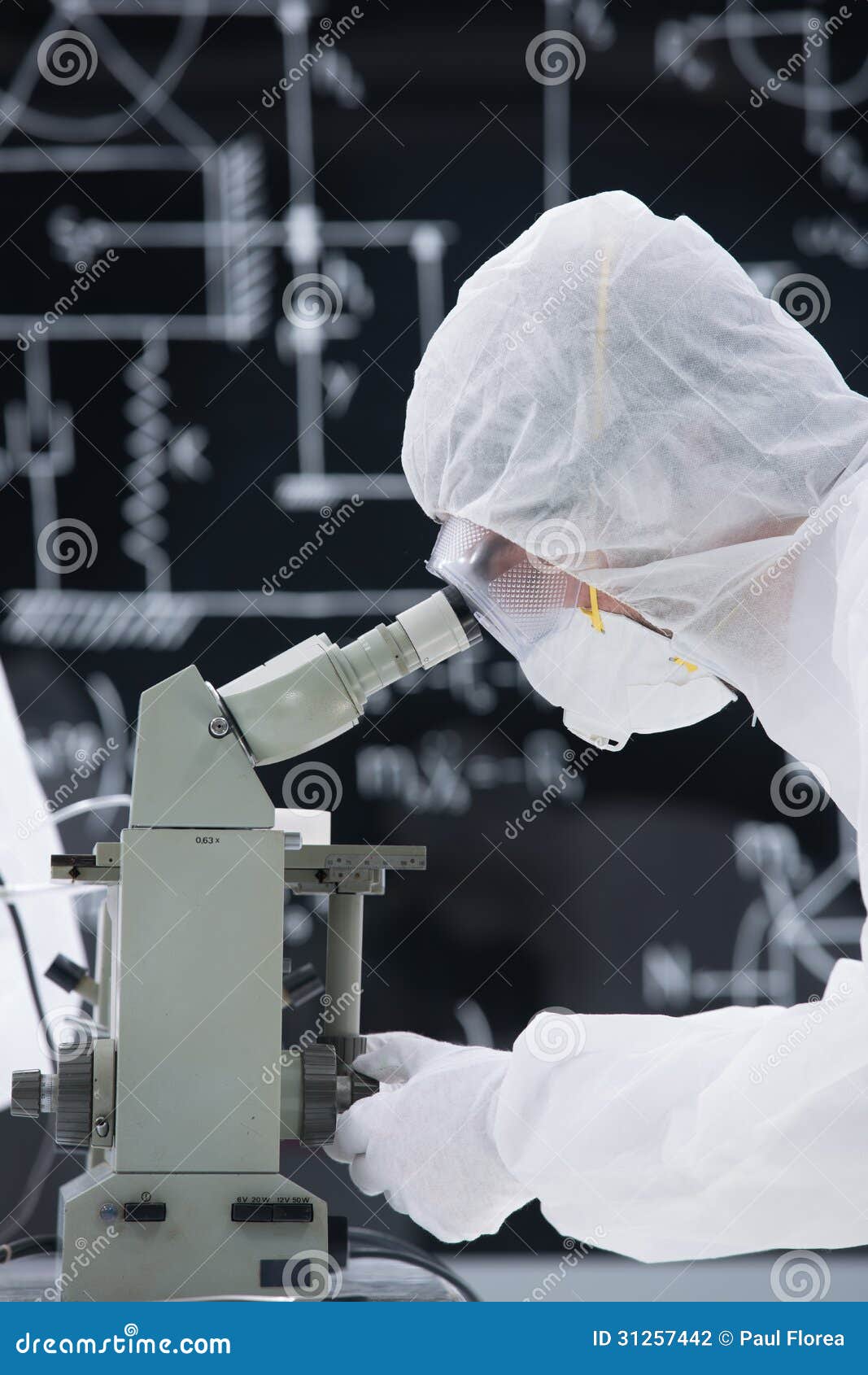 Laboratory Microscope Analysis Stock Photo - Image of costume ...