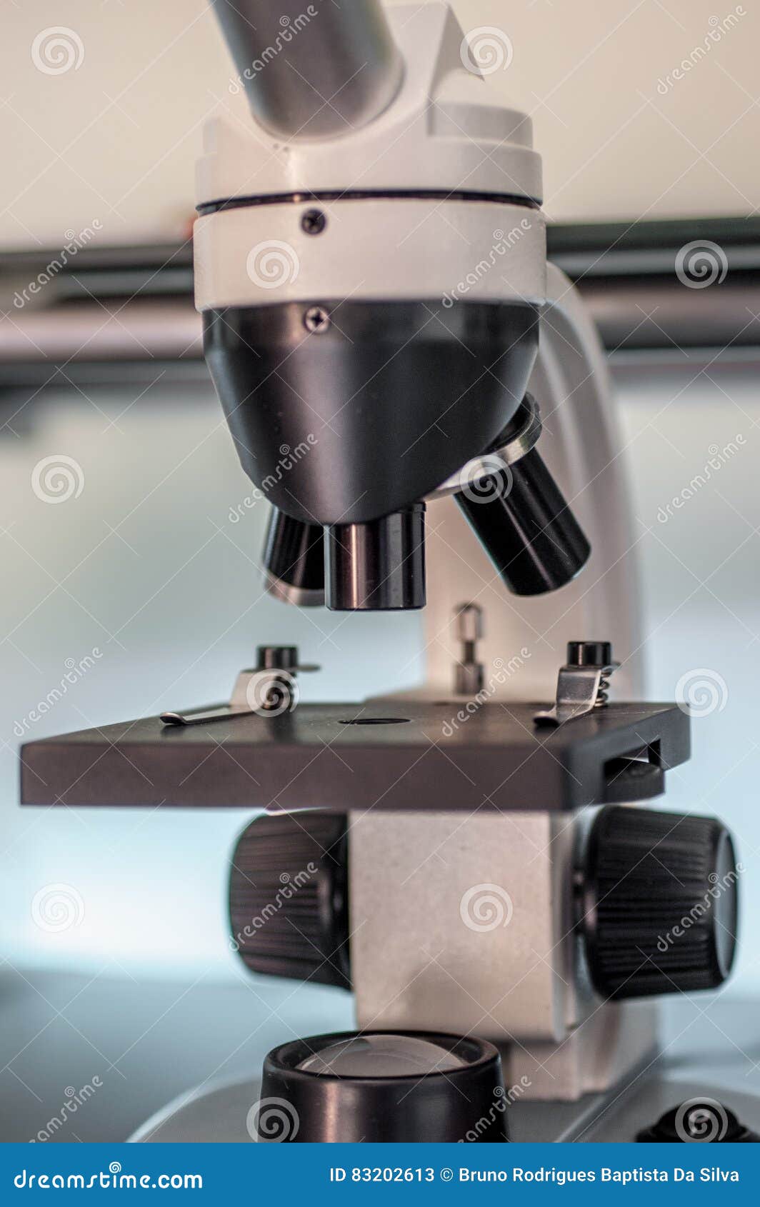 Laboratory Microscope Backlit on Blue Light Stock Image - Image of ...