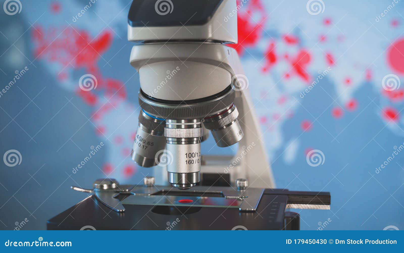Laboratory Microscope with Blood Sample. Stock Photo - Image of care ...