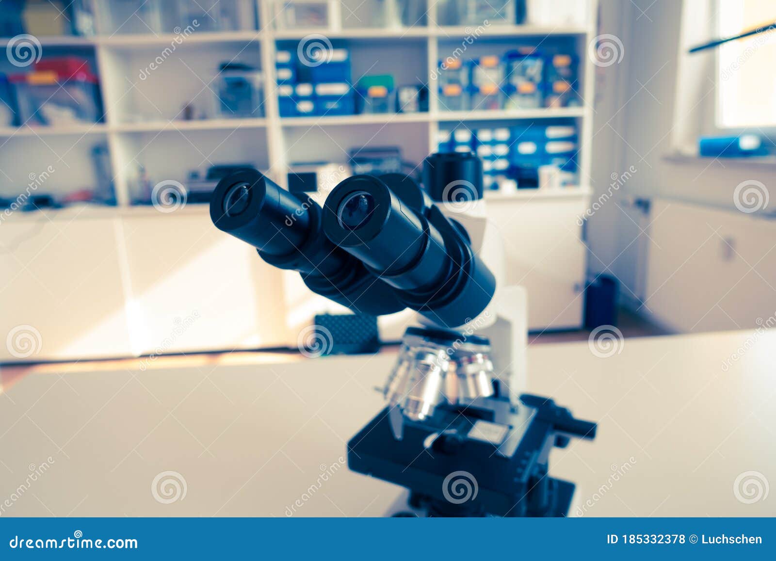 Laboratory Microscope with Blurred Background Stock Photo - Image of ...