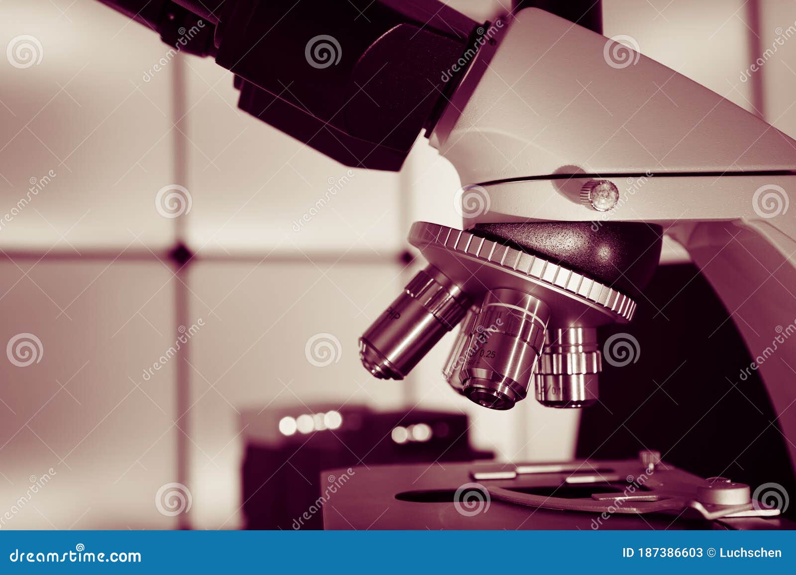 Laboratory Microscope in Bokeh Light Stock Image - Image of hospital ...