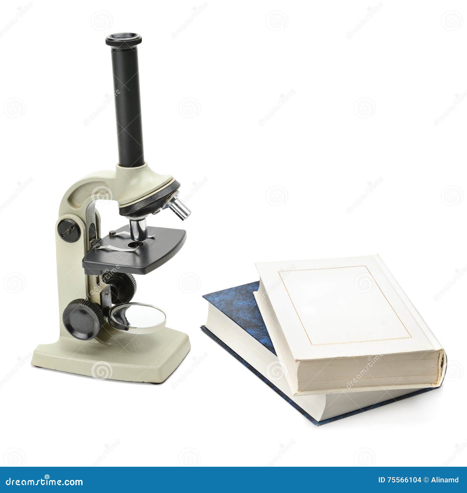Laboratory Microscope and Books Isolated Stock Photo - Image of biology ...