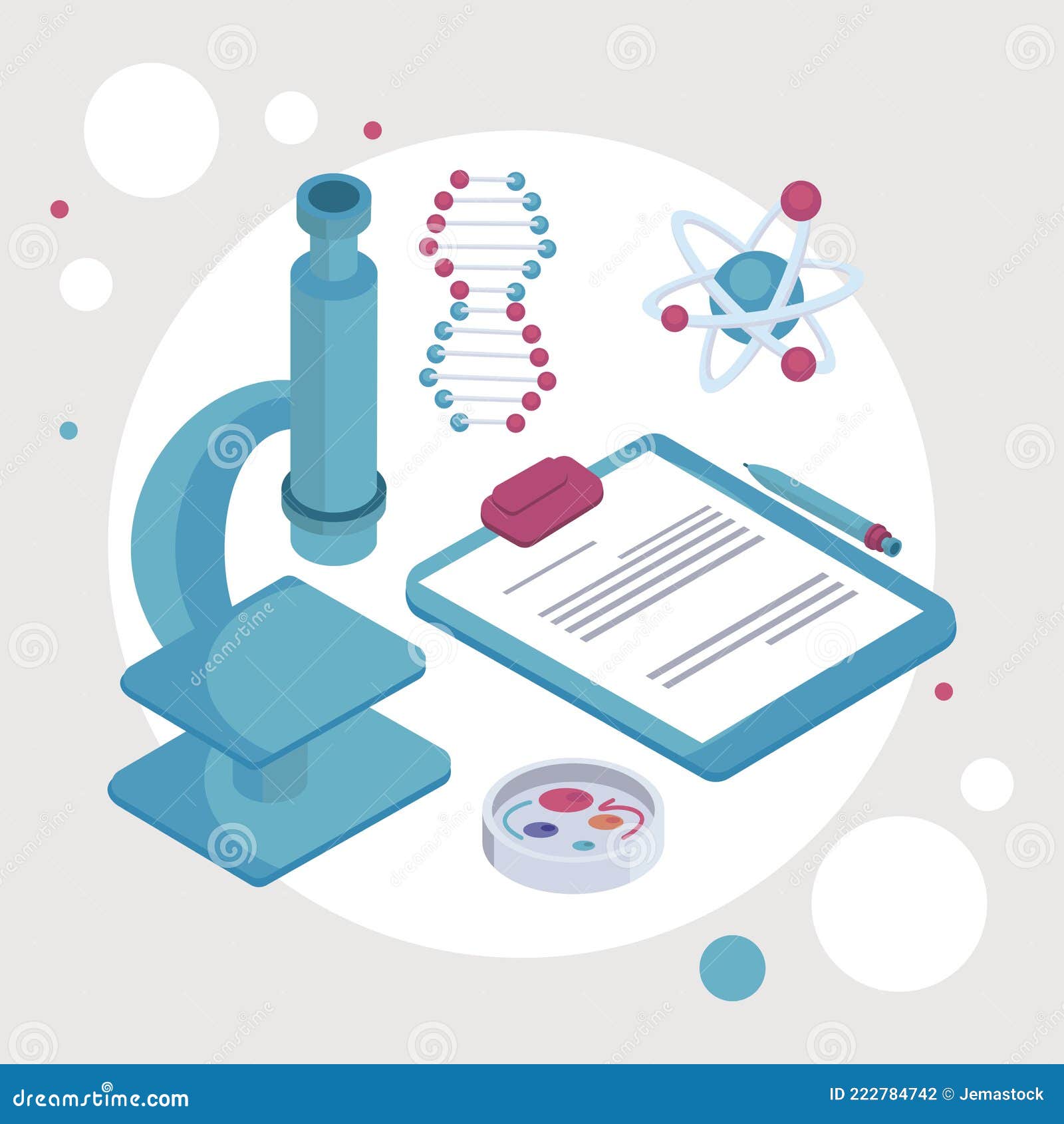Laboratory Microscope and Checklist Stock Vector - Illustration of ...