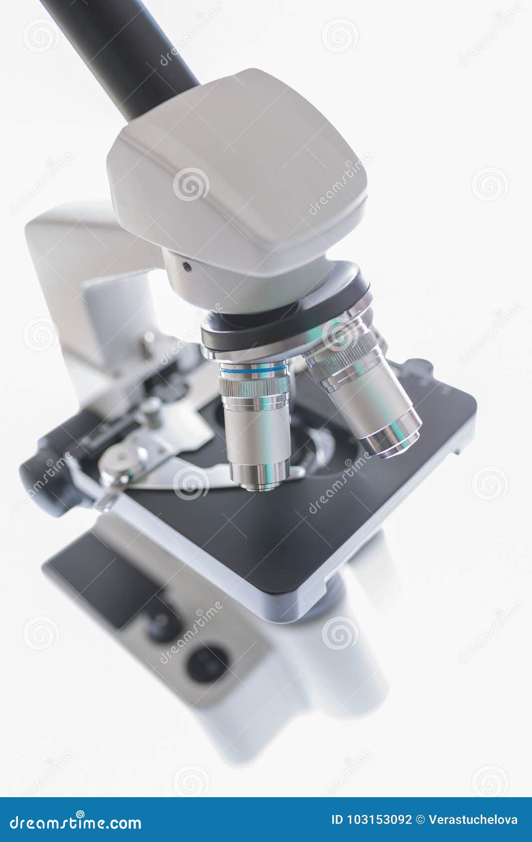 Lab Microscope in the Detail Stock Photo - Image of device, microscopy ...