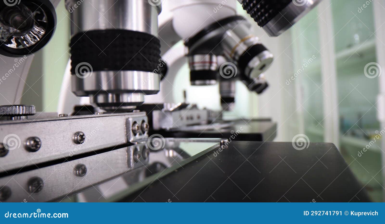 Laboratory Microscope Lens. Modern Microscopes in Laboratory Stock ...