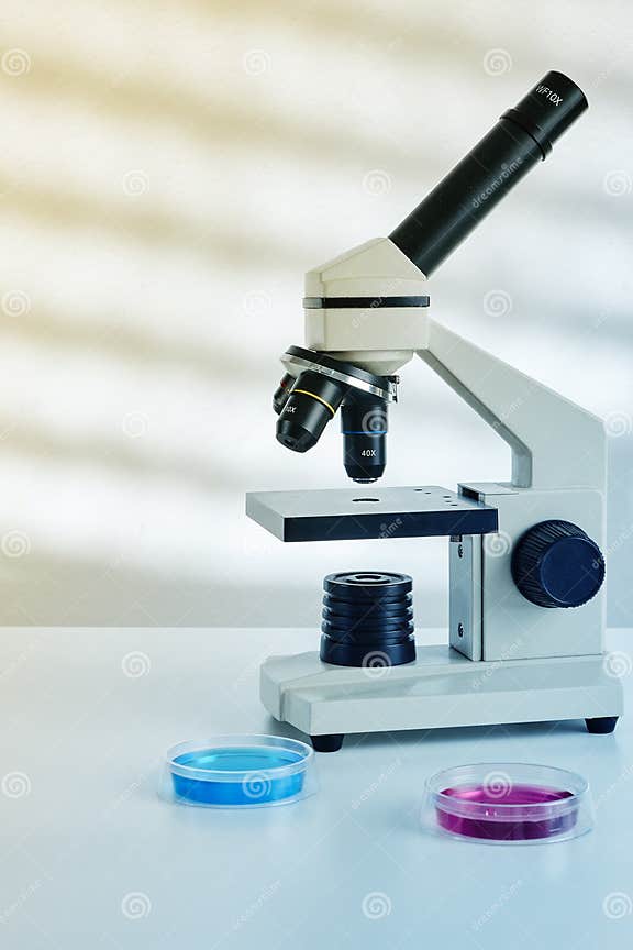 Laboratory Microscope Lens.modern Microscopes in a Stock Image - Image ...