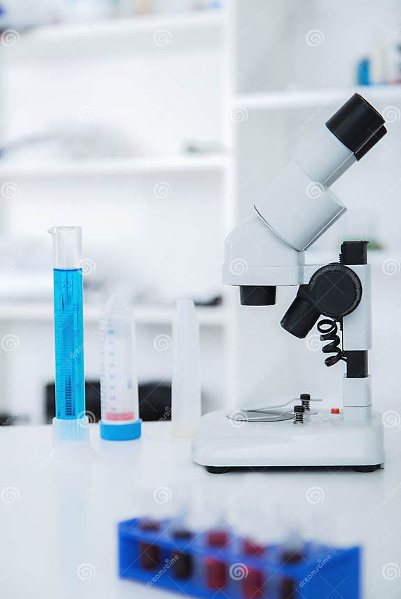 Laboratory Microscope Lens.modern Microscopes in a Lab. Stock Photo ...