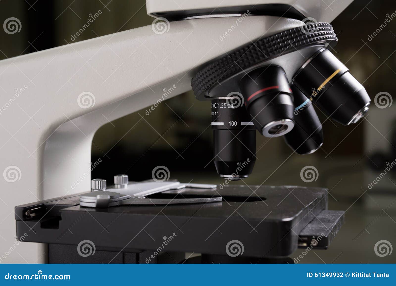 Laboratory microscope lens stock photo. Image of test - 61349932