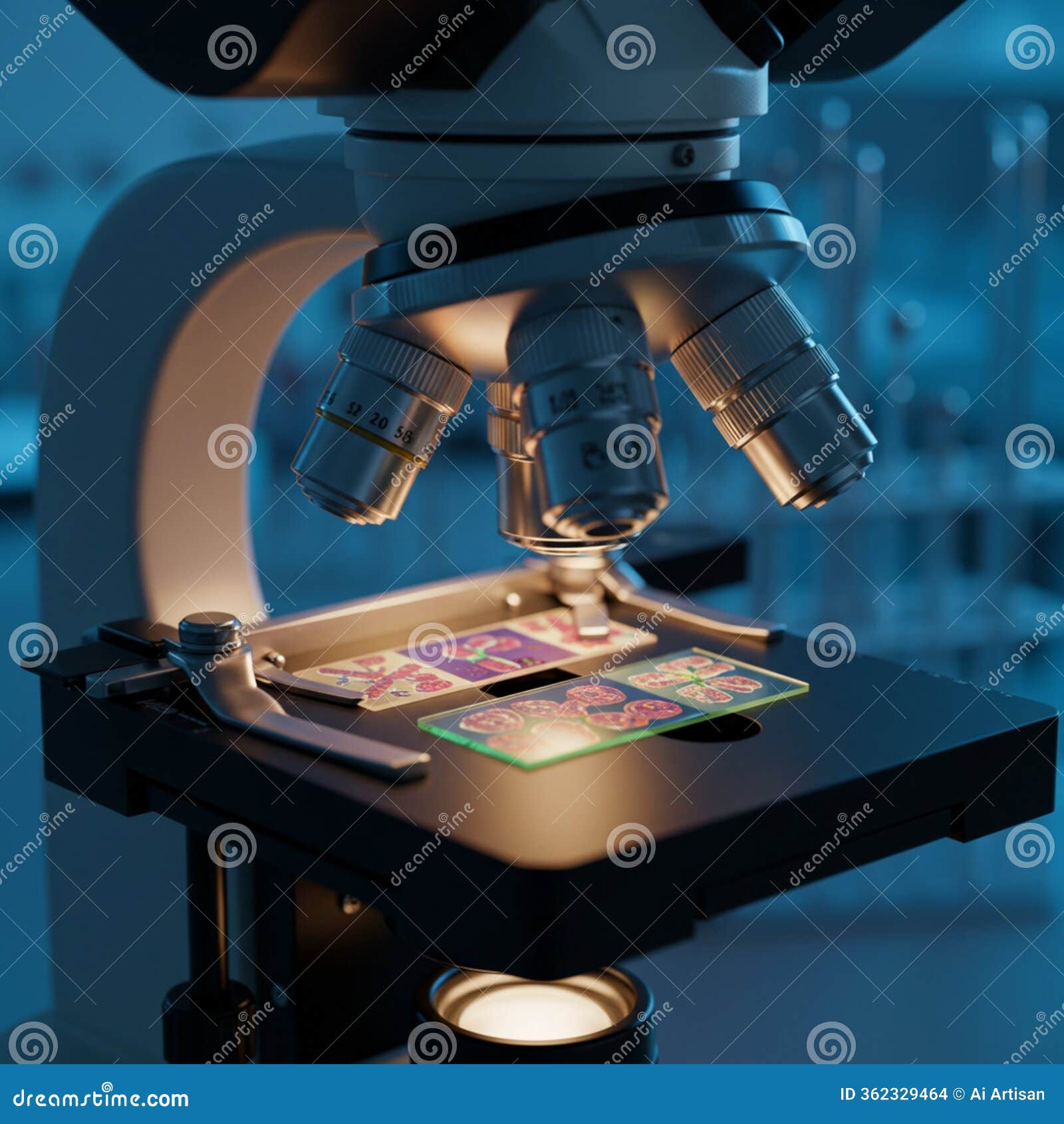 Objective Lenses Of A Microscope, Light Microscope Stage And Lenses ...