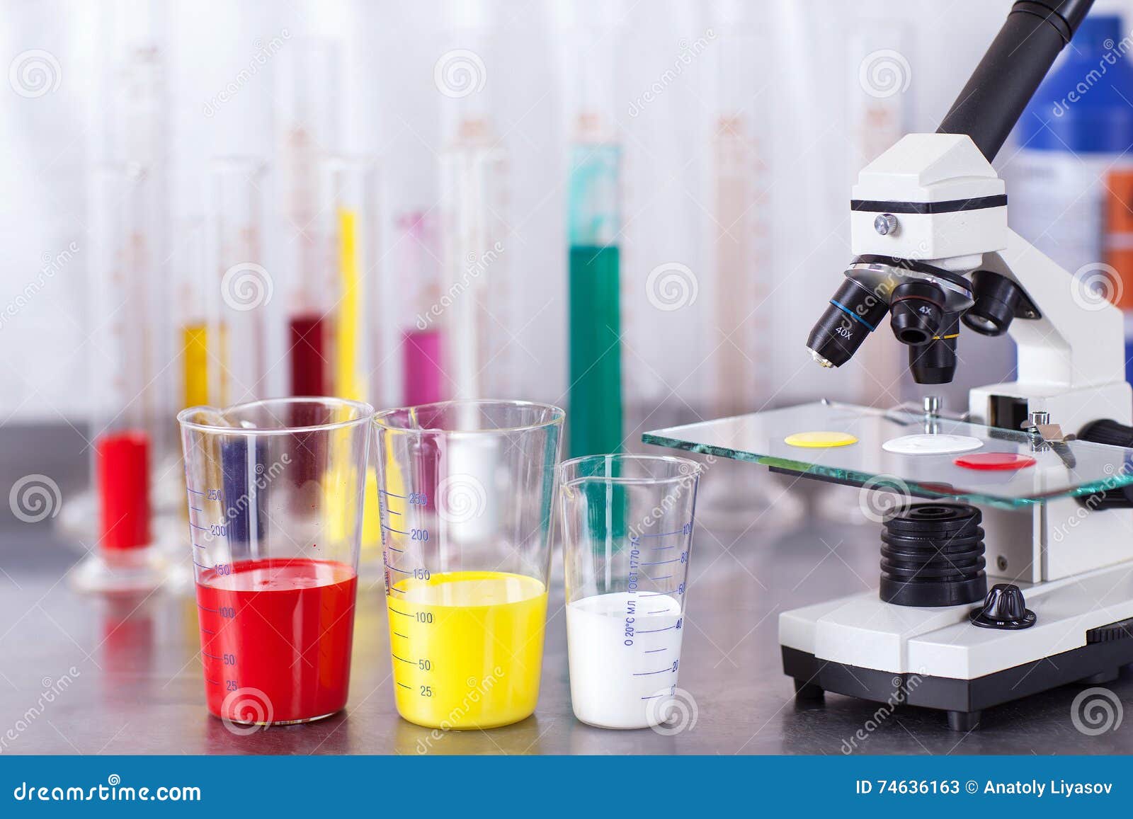 Laboratory Microscope with Paints Stock Image - Image of farbskala ...
