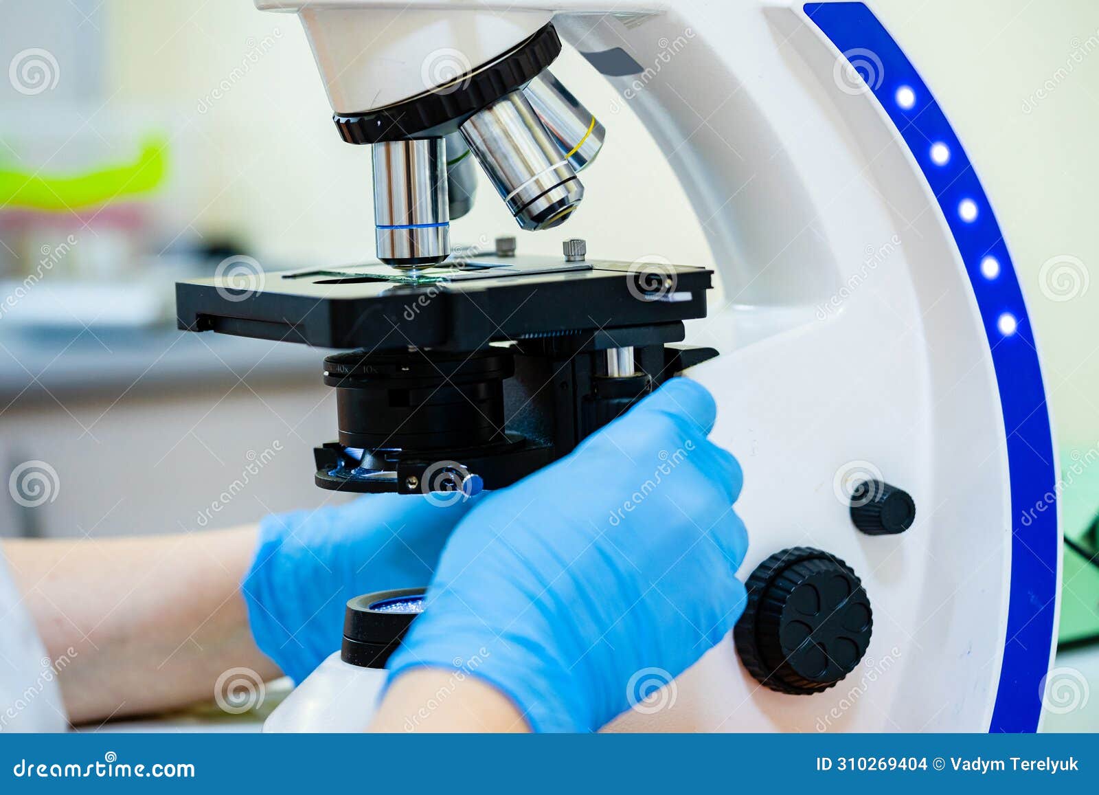 Laboratory Microscope. Scientific Research in Laboratory. View from the ...