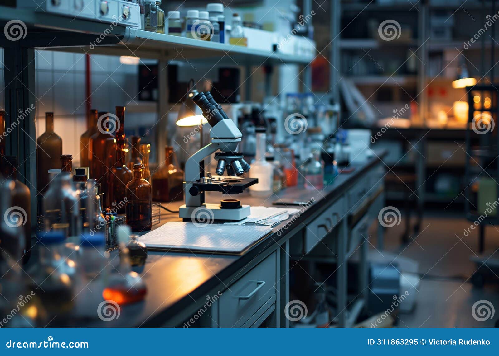 Laboratory Microscope Setup Stock Image - Image of technology, medicine ...