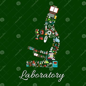 Laboratory Microscope Symbol with Science Items Stock Vector ...