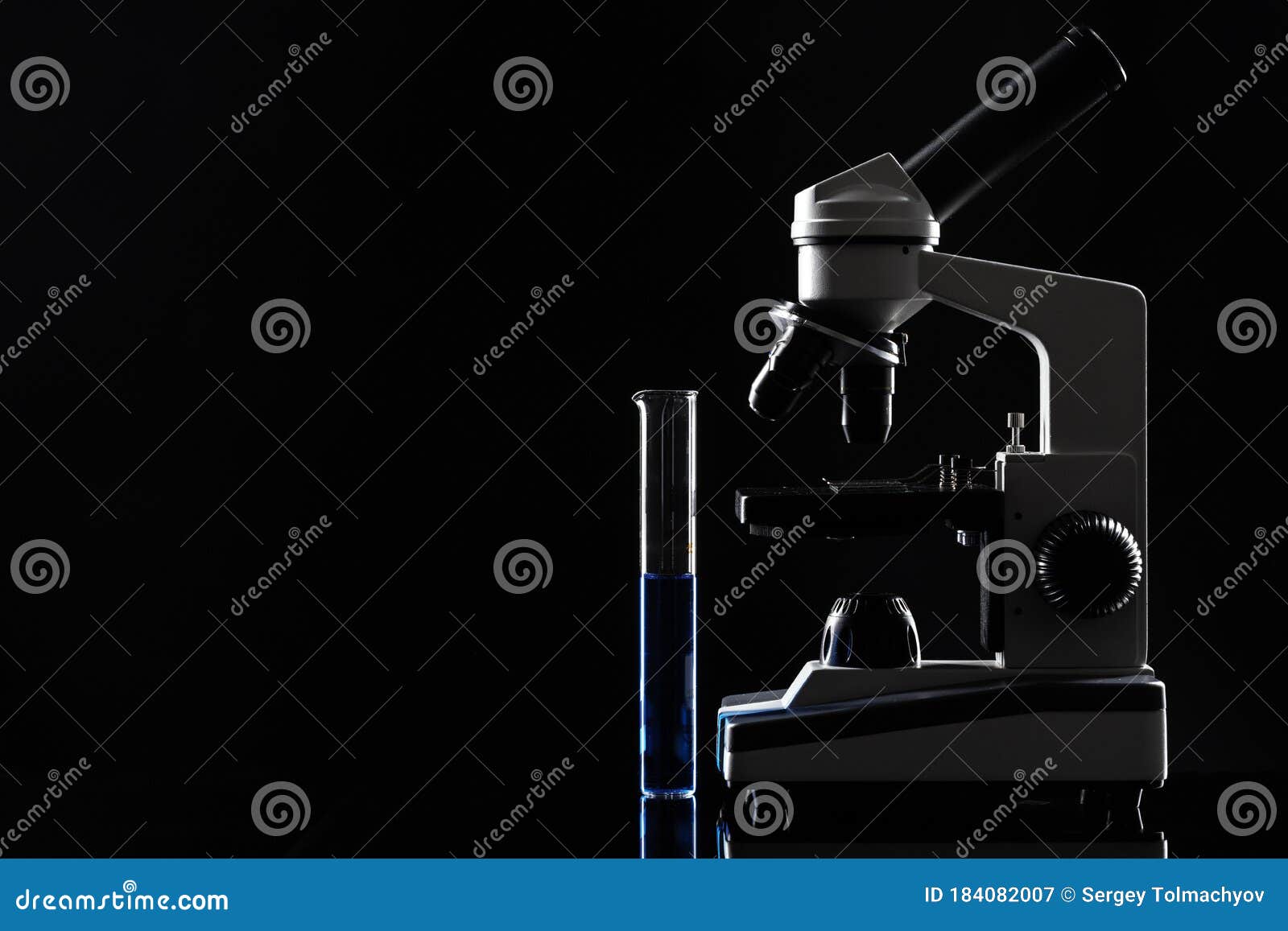 Laboratory Microscope on Table in the Dark Stock Image - Image of ...