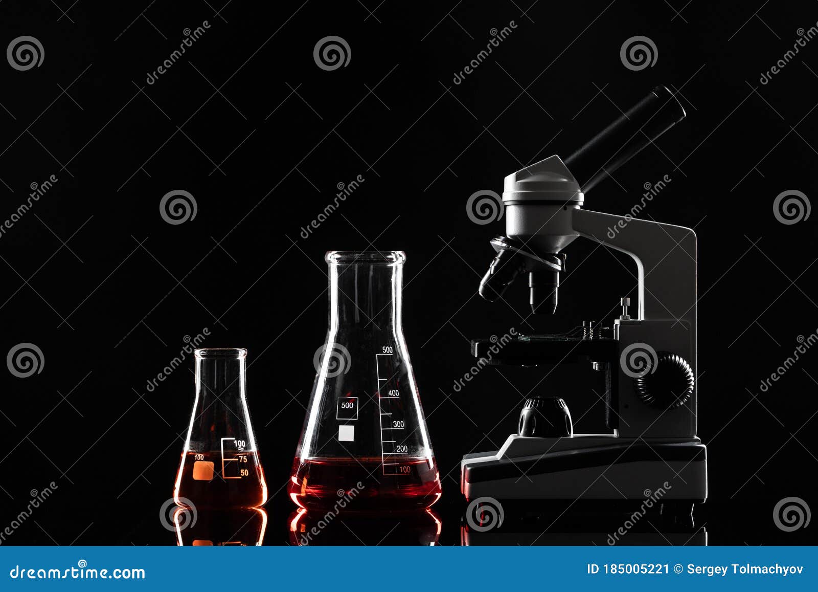 Laboratory Microscope on Table in the Dark Stock Image - Image of ...