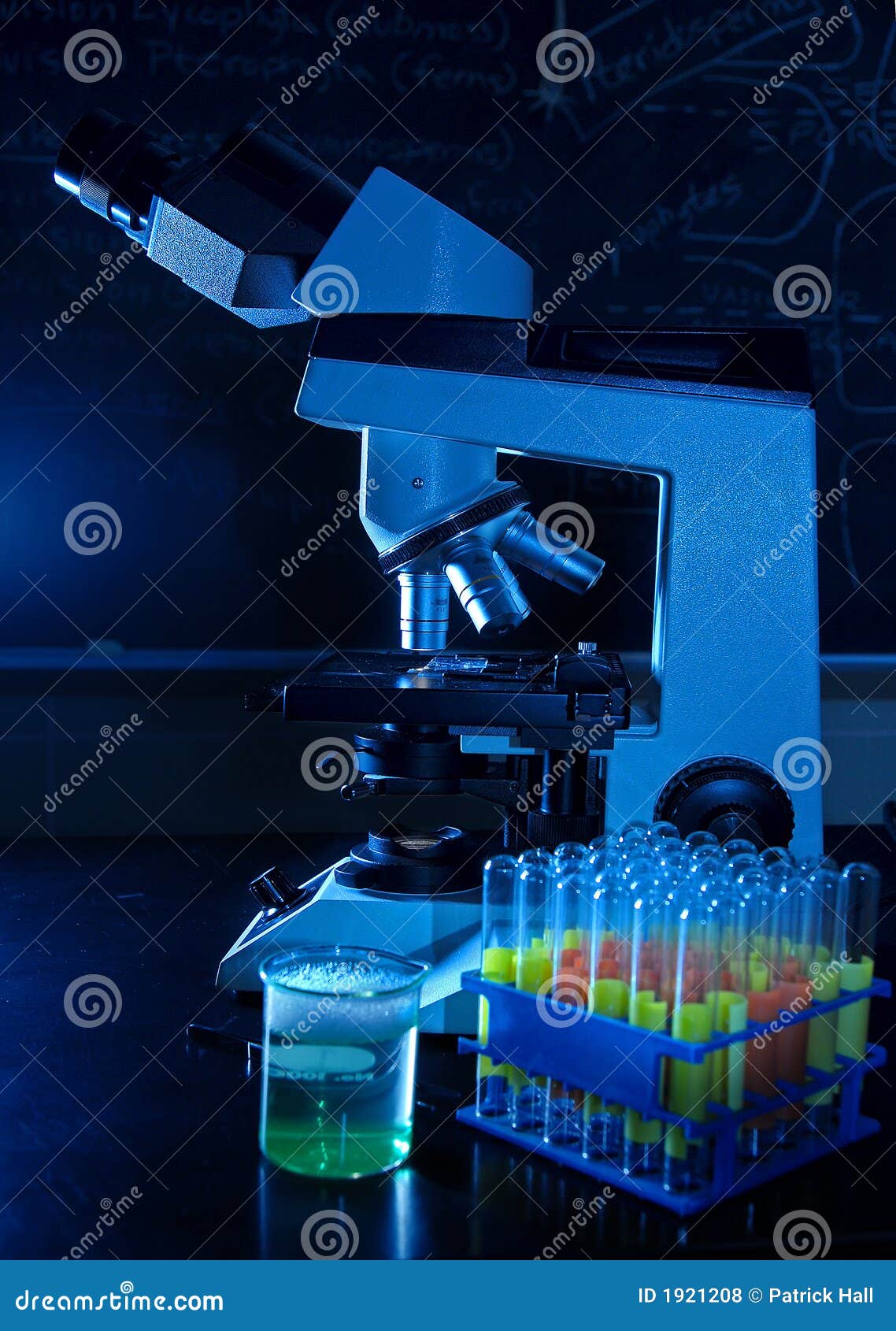 Laboratory Microscope with Test Tubes Stock Photo - Image of stain ...