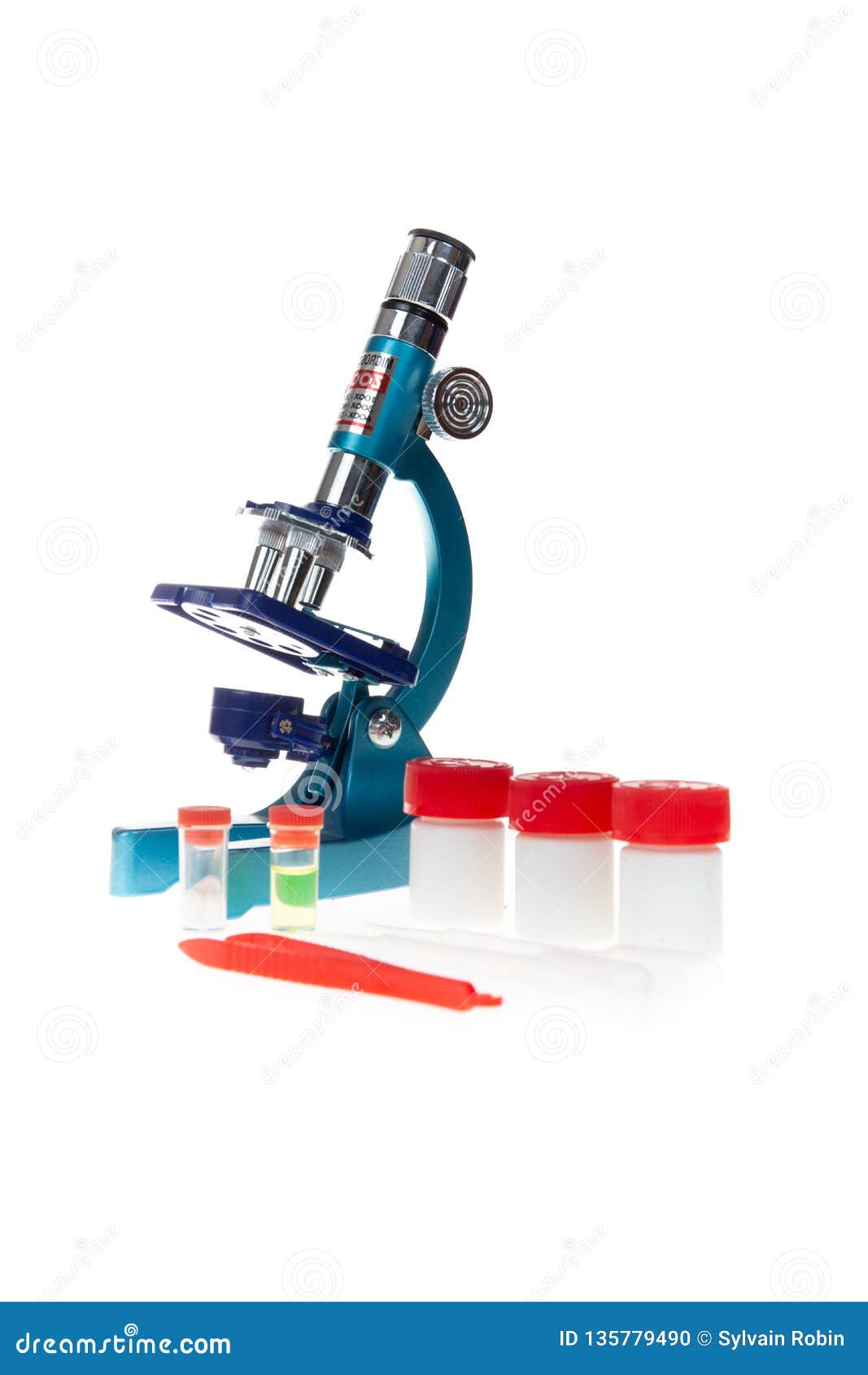 A Laboratory Microscope and Test Tubes Medical Utensils Isolated on ...