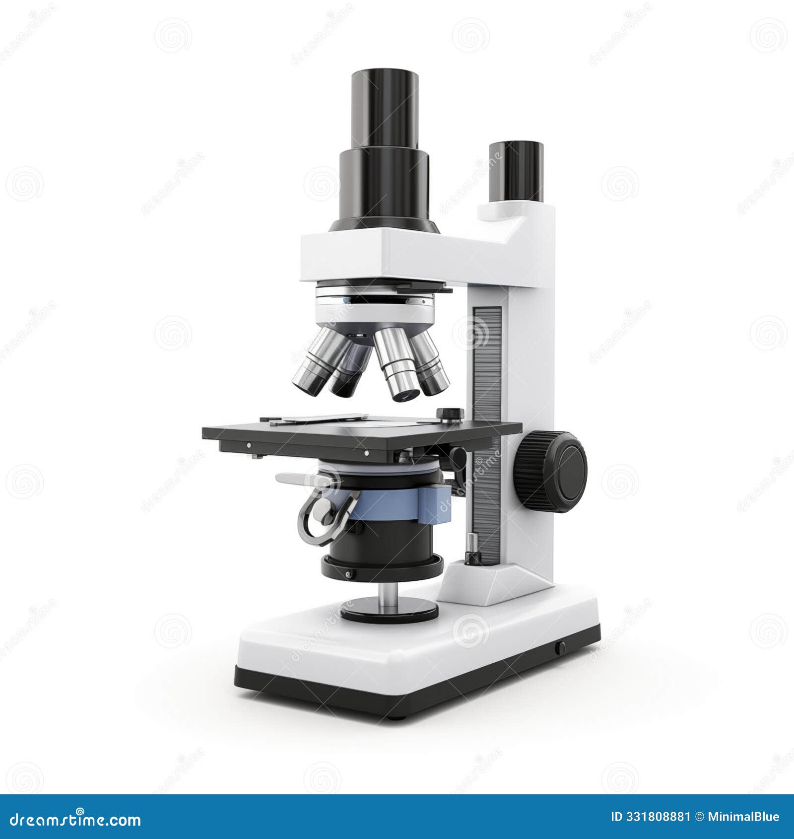 Laboratory Microscope Focusing On Sample On Glass Slide Cartoon Vector ...