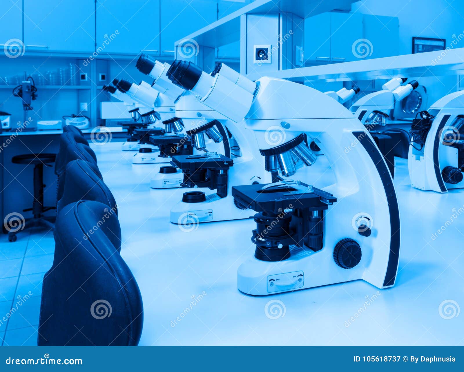 Laboratory microscopes stock image. Image of examination - 105618737