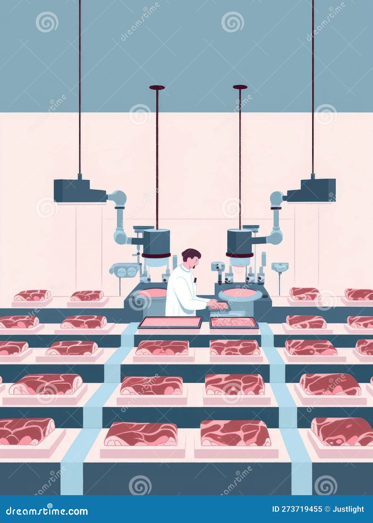 A Laboratory with Microscopes Lined Up Across the Counter Examining the ...