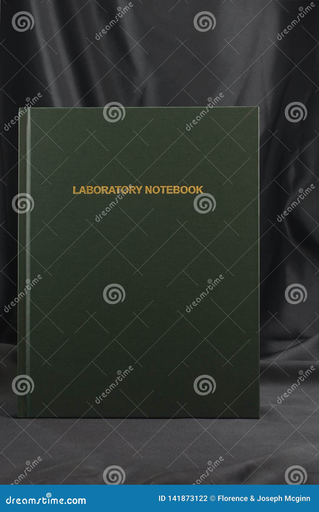 Laboratory Notebook Against Elegant Black Satin Background Stock Photo ...