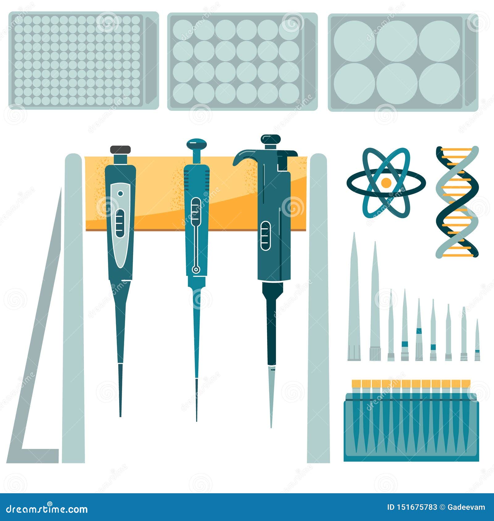 Laboratory Pipette and Set of Tips of Different Volume. Stock ...