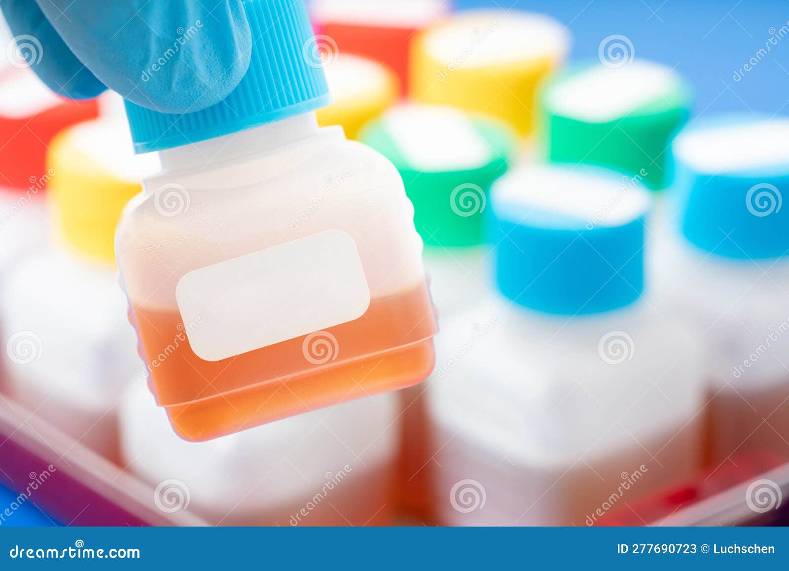 Laboratory plastic bottle stock image. Image of microbiology - 277690723