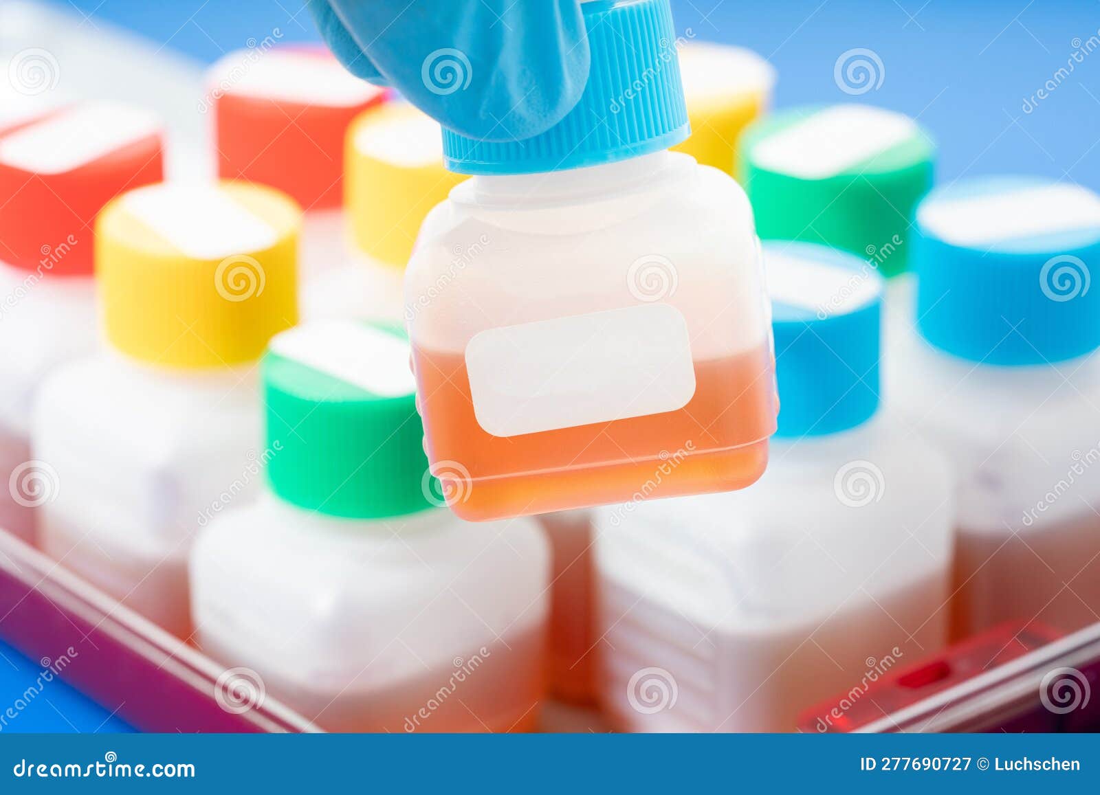 Laboratory plastic bottle stock image. Image of biology - 277690727