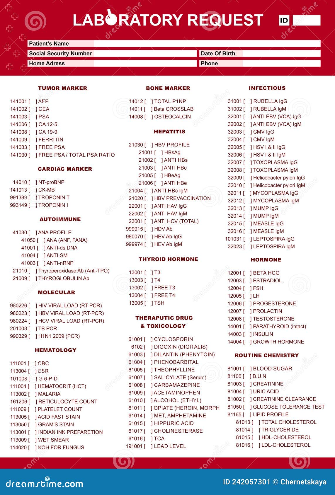 Laboratory Requisition Form with Empty Space, Illustration Stock Image ...
