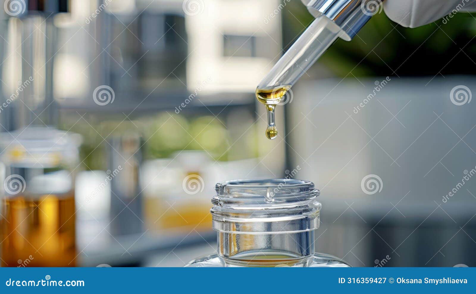 Laboratory Research: Precision Dropper Dispensing Liquid into Test ...
