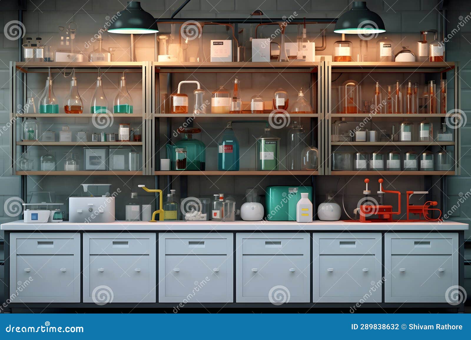 A Laboratory Room Filled with Shelves of Bottles. AI Generated Stock ...